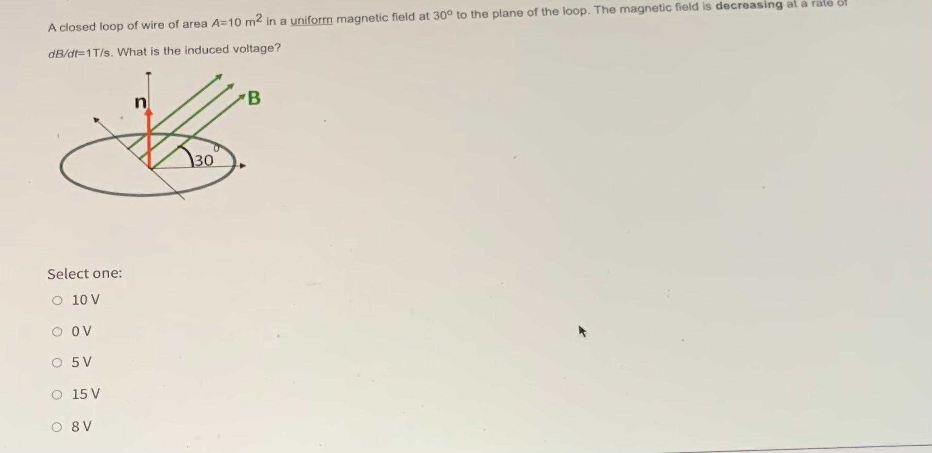 Solved A closed loop of wire of area A=10 m2 in a uniform | Chegg.com