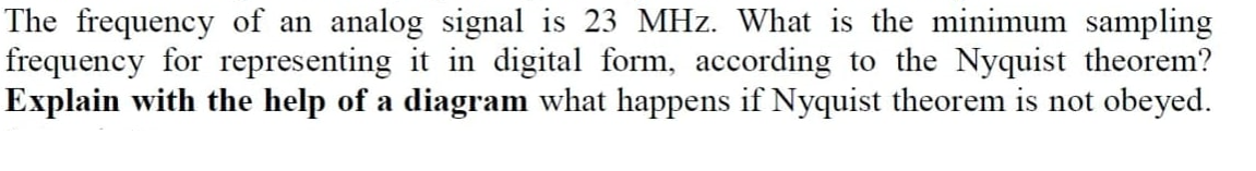 Solved The frequency of an analog signal is 23MHz. What is | Chegg.com
