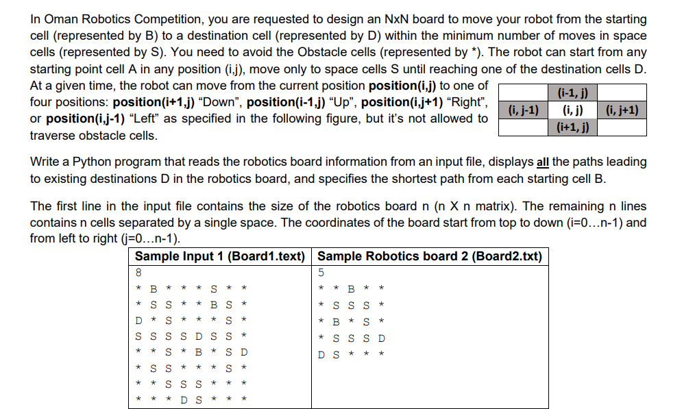 Solved In Oman Robotics Competition, you are requested to | Chegg.com