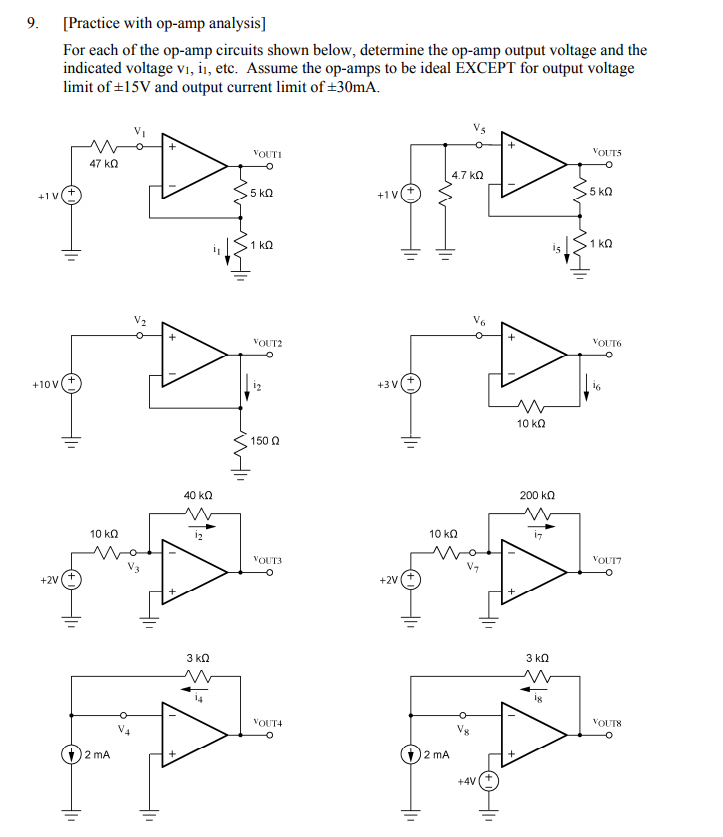 Solved 9. [Practice with op-amp analysis] For each of the | Chegg.com