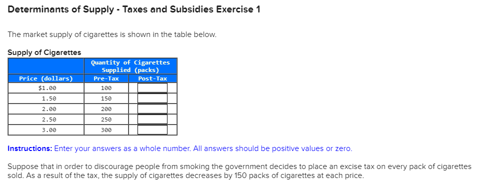 Solved 8.a. Fill in the column "Post-Tax" after the per-pack | Chegg.com