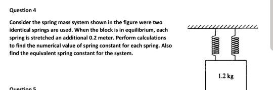 Solved Question 4 Consider the spring mass system shown in | Chegg.com