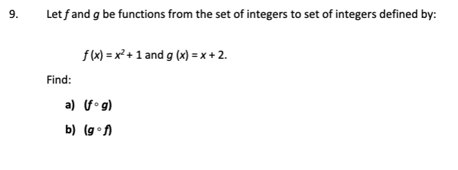 Solved Let f and g be functions from the set of integers to | Chegg.com