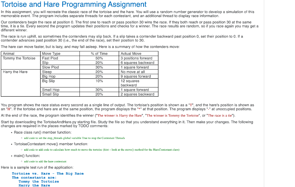 Solved Tortoise and Hare Programming Assignment I have most | Chegg.com