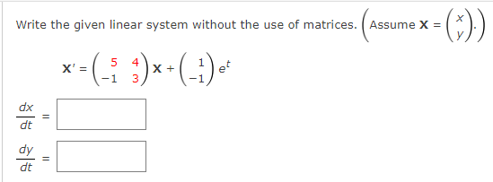 Solved Write the given linear system without the use of | Chegg.com