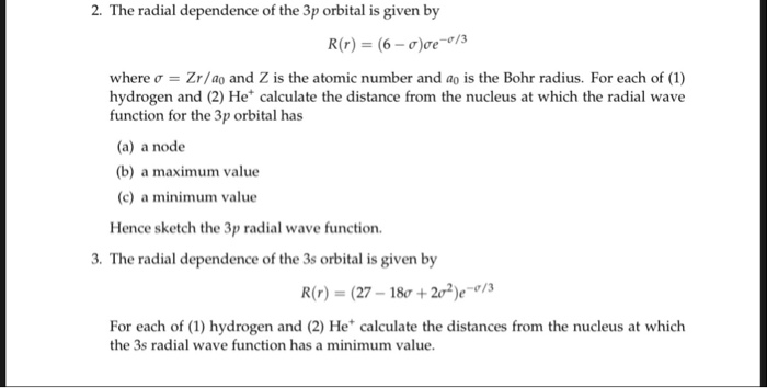Solved 2. The radial dependence of the 3p orbital is given | Chegg.com