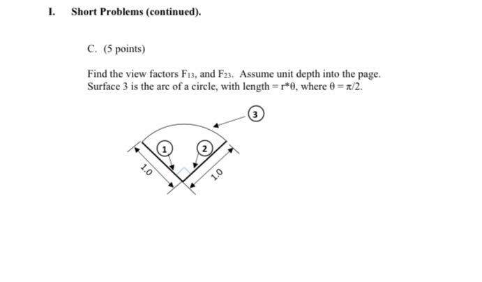 Solved C. (5 points) Find the view factors F13, and F23. | Chegg.com
