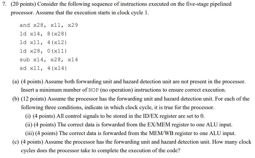 Solved 7. (20 points) Consider the following sequence of | Chegg.com