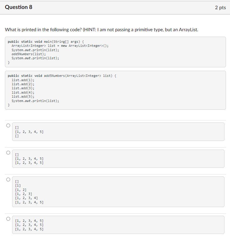 Solved If I wanted to print the first element in an array, | Chegg.com