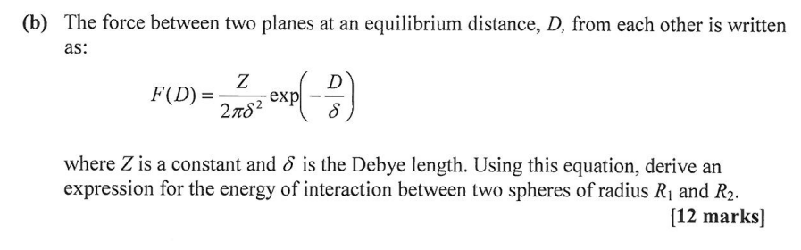 Solved (b) The force between two planes at an equilibrium | Chegg.com