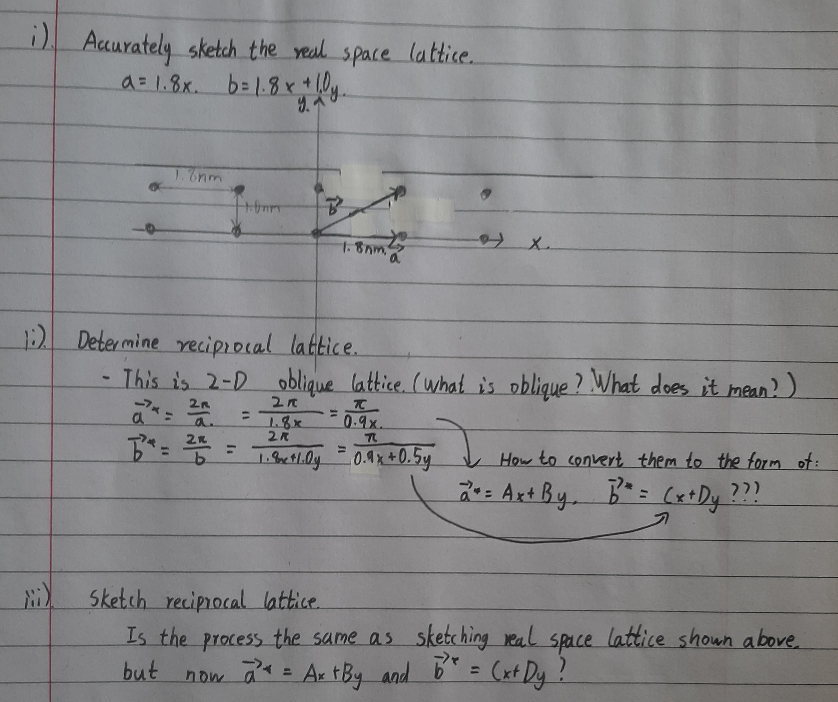 Solved Given the following real lattice vectors for a two | Chegg.com