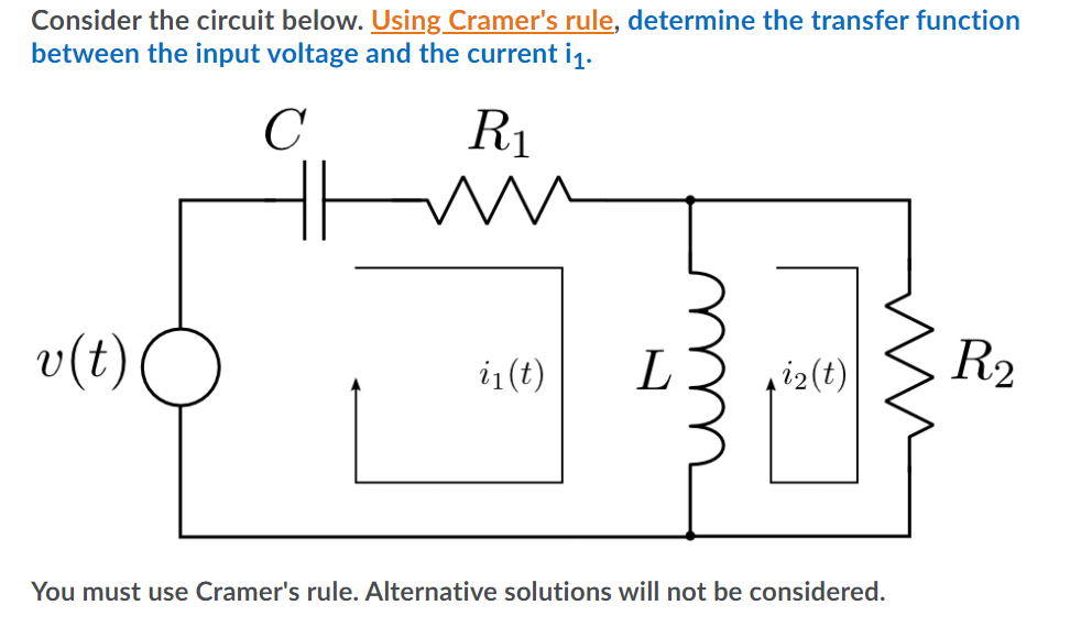 Solved Consider the circuit below. Using Cramer's rule, | Chegg.com