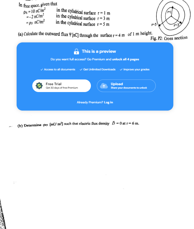 Solved ρs=10nC/m2 in the cylindrical surface r=1 m =−2nC/m2 | Chegg.com