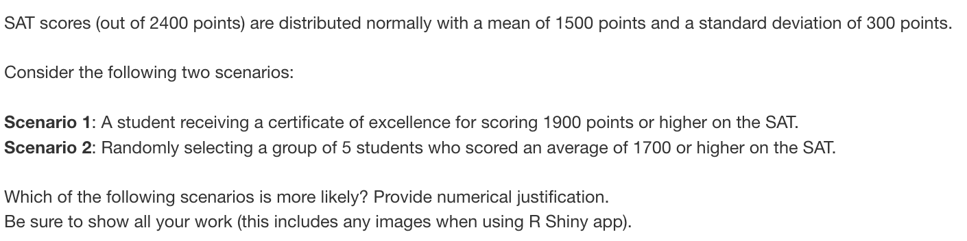 Solved SAT scores (out of 2400 points) are distributed | Chegg.com