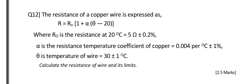 Solved Q12] The resistance of a copper wire is expressed | Chegg.com