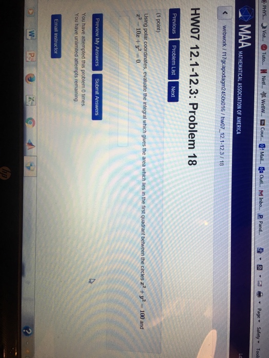 Solved MAA MATHEMARTICALASSOCIATINOF AMERCA HW07 12.1-12.3: | Chegg.com