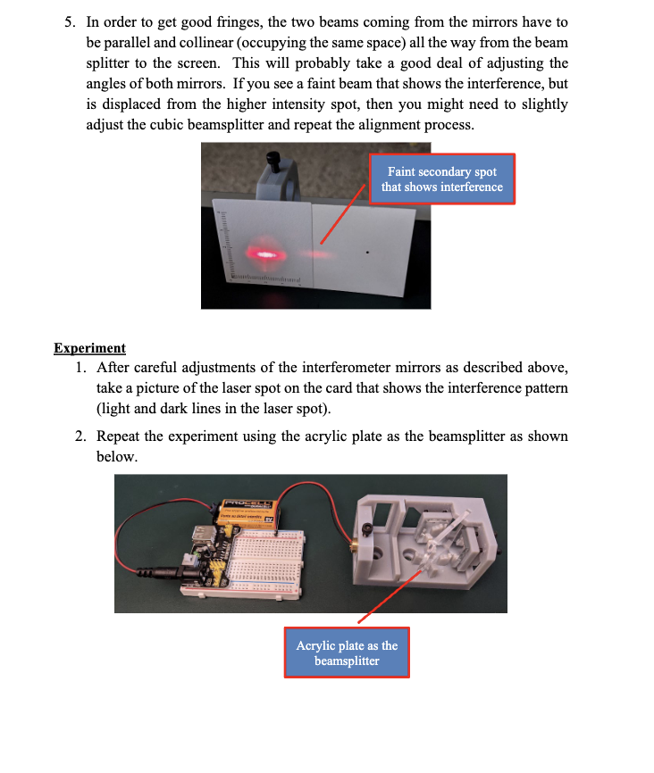 Solved III. Procedure Set-up 1. The interferometer setup | Chegg.com