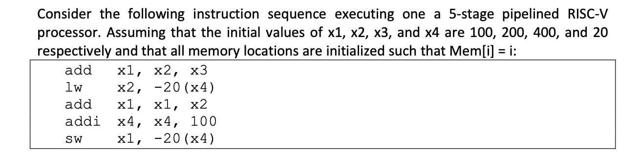 = Consider the following instruction sequence | Chegg.com