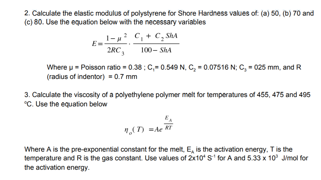 Solved 2. Calculate the elastic modulus of polystyrene for | Chegg.com