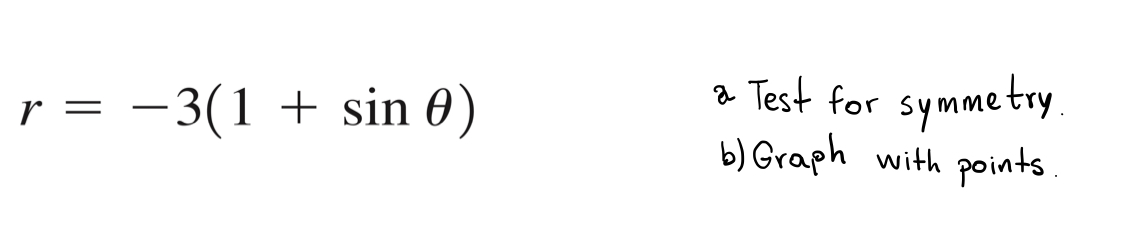 Solved r = -3(1 + sin 8) a Test for b) Graph with points. | Chegg.com