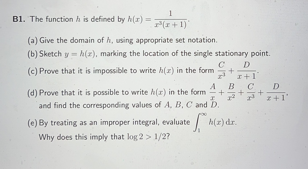Solved B1. The function \\( h \\) is defined by \\( | Chegg.com