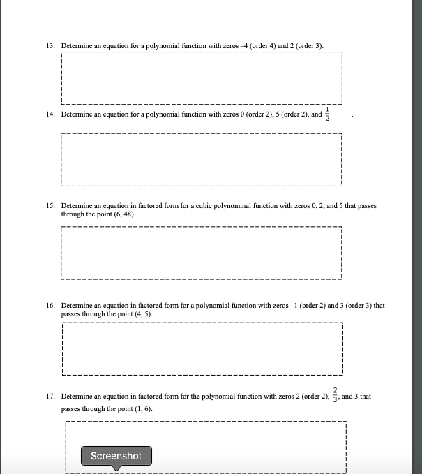 Solved 13. Determine an equation for a polynomial function | Chegg.com