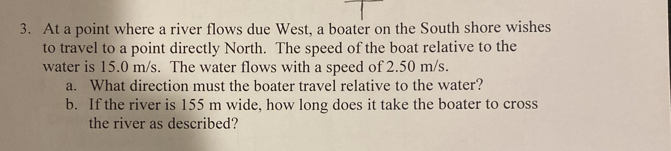 Solved At a point where a river flows due West, a boater on | Chegg.com