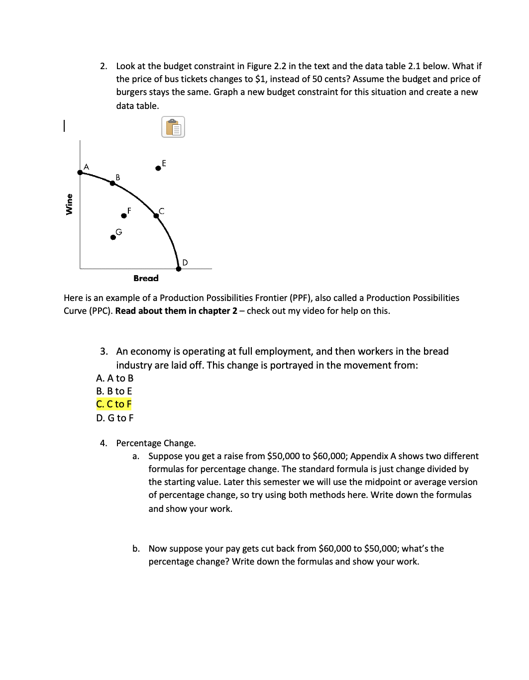 Solved 2. Look at the budget constraint in Figure 2.2 in the | Chegg.com