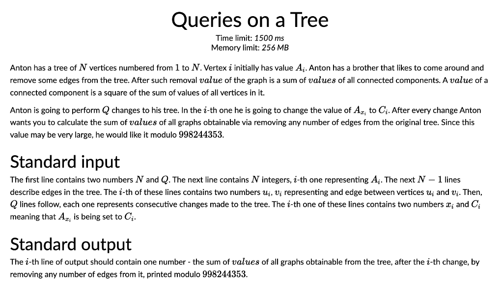 Solved Queries on a Tree Time limit: 1500 ms Memory limit: | Chegg.com
