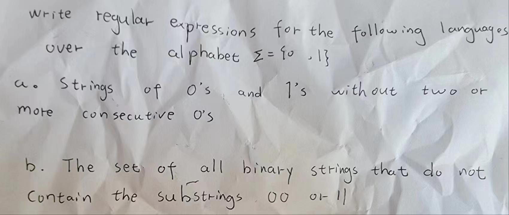 Solved Write regular expressions for the following languages | Chegg.com