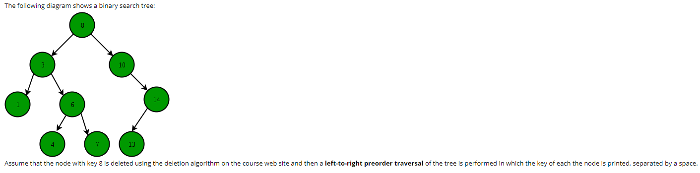 Solved The following diagram shows a binary search tree: 10 | Chegg.com
