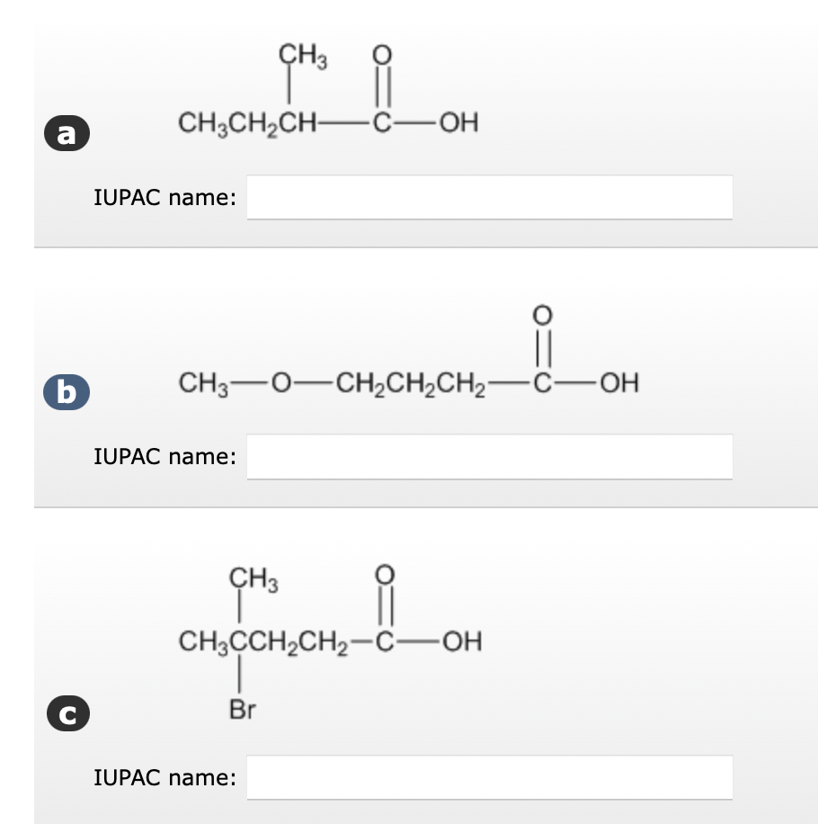Solved a IUPAC name: IUPAC name: IUPAC name: IUPAC name: e | Chegg.com
