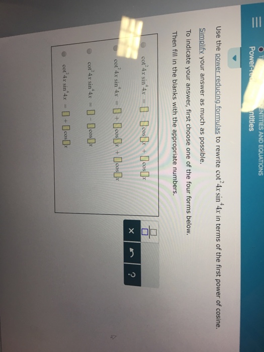 Solved NTITIES AND EQUATIONS ntities Power-io Use the power | Chegg.com