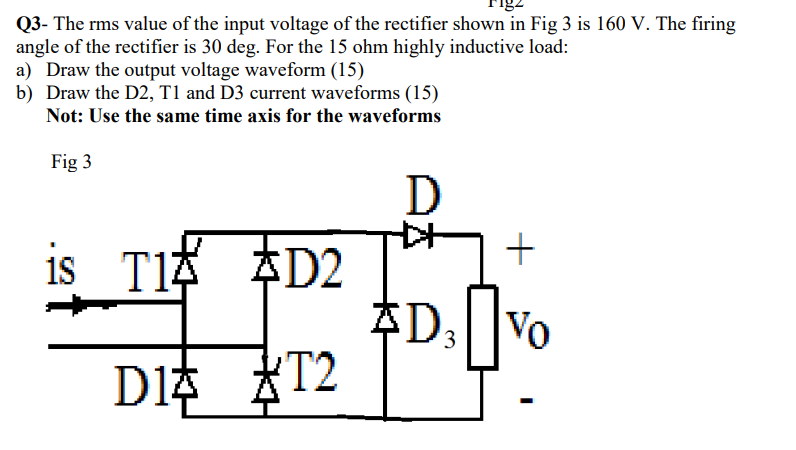 Solved Q3- The rms value of the input voltage of the | Chegg.com