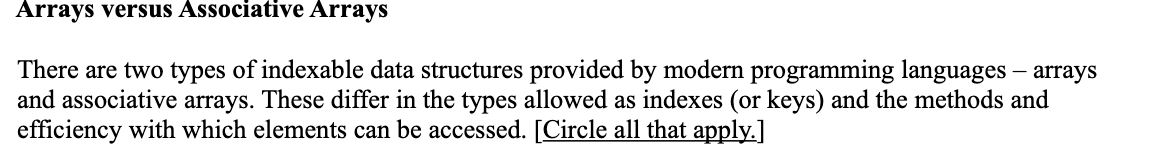 Solved Arrays versus Associative Arrays There are two types | Chegg.com