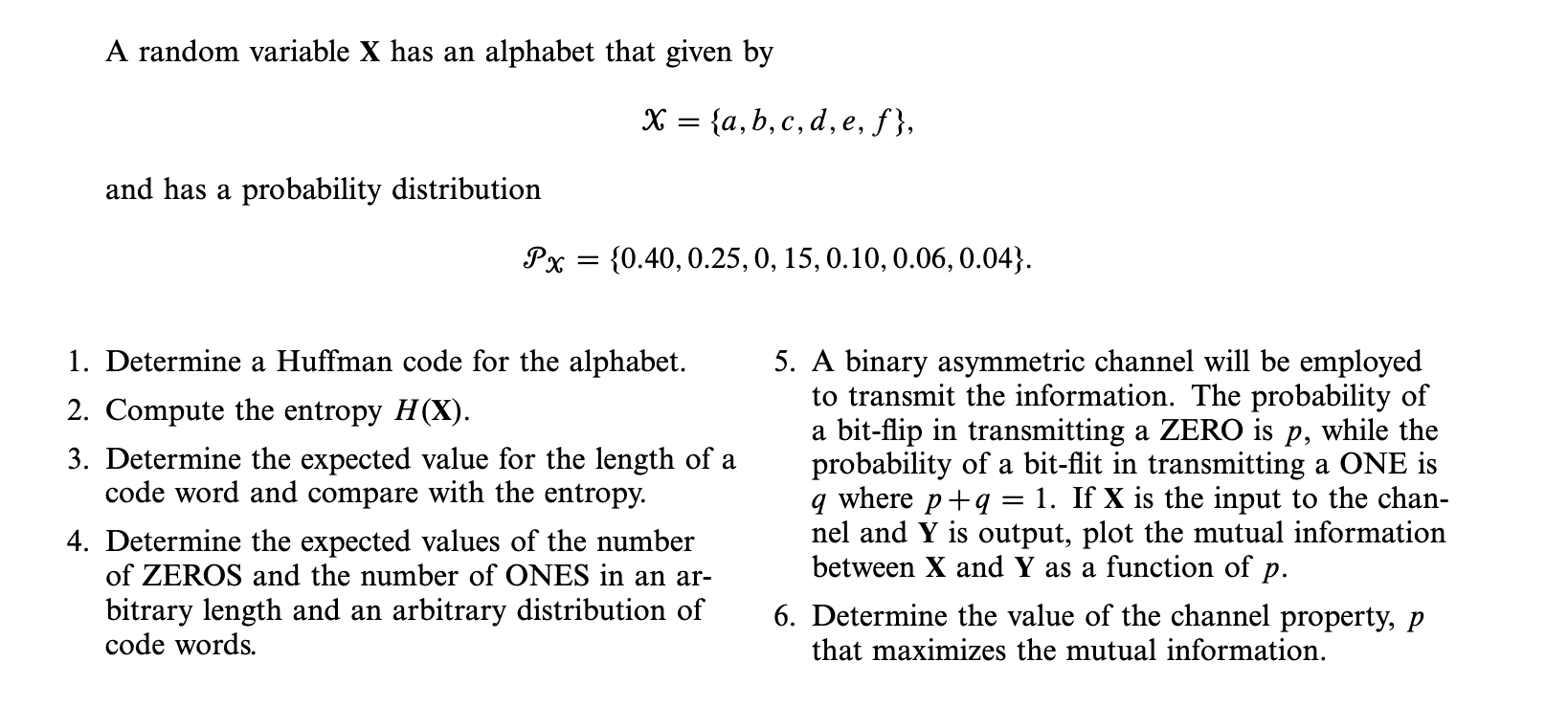Solved Change for 5: BAC. Bit flip for zeros is p + nu. Bit | Chegg.com