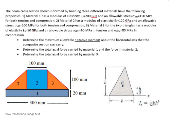 The beam cross section shown is formed by bonding | Chegg.com