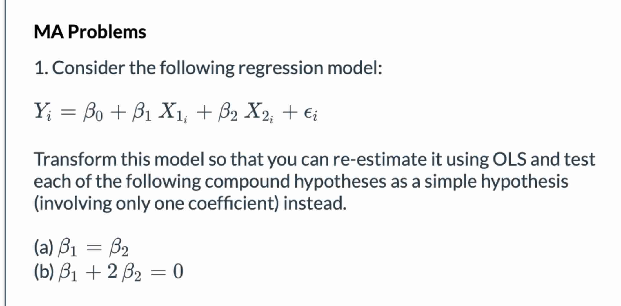 Solved Consider the following regression | Chegg.com