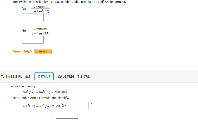 Solved Simplify the expression by using a Double-Angle | Chegg.com