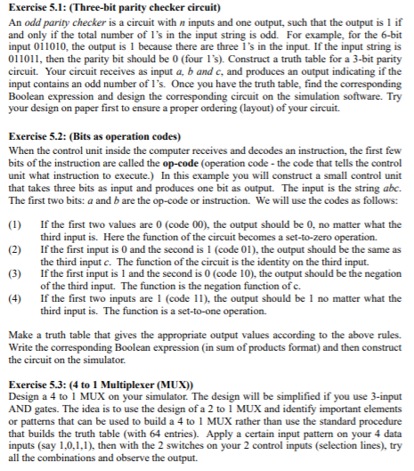Solved Exercise 5.1: (Three-bit parity checker circuit) An | Chegg.com