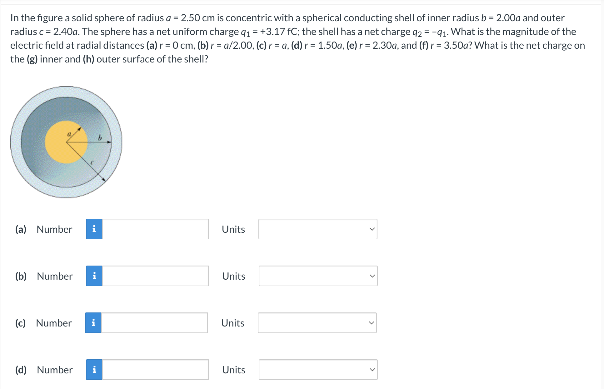 Solved In the figure a solid sphere of radius a=2.50 cm is | Chegg.com