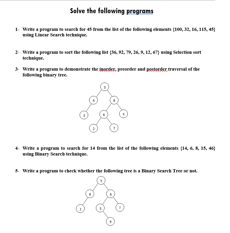 Solved Solve the following programs1- ﻿Write a program to | Chegg.com