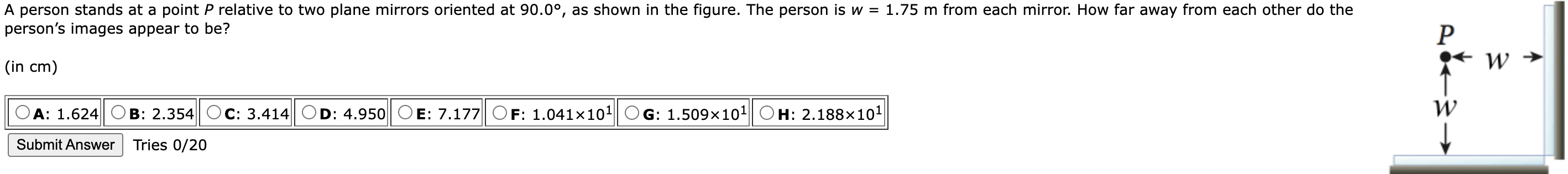 Solved person's images appear to be? (in cm ) A: 1.624 B: | Chegg.com