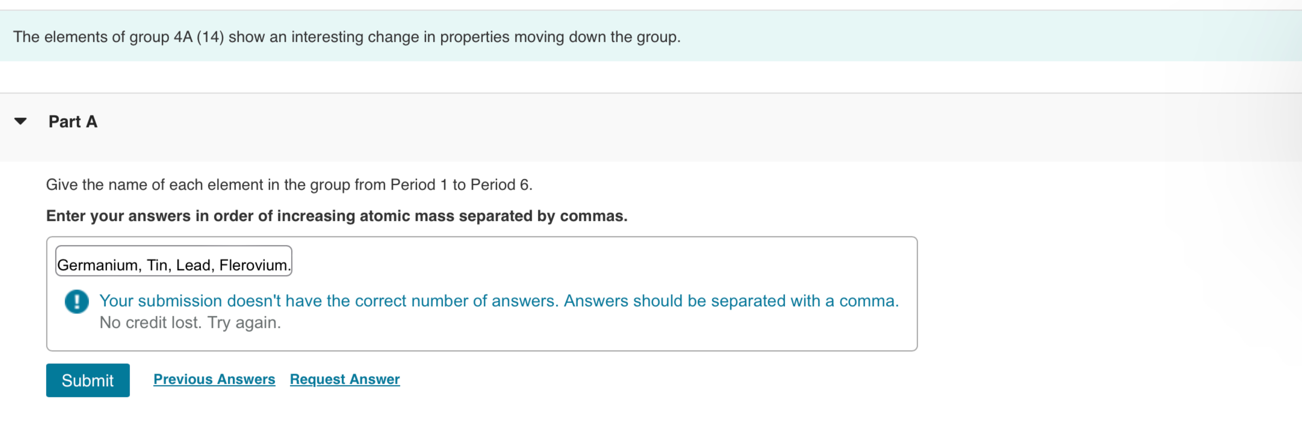 Solved The elements of group 4A(14) ﻿show an interesting | Chegg.com