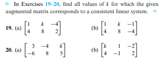 Solved In Exercises 19-20, find all values of k for which | Chegg.com