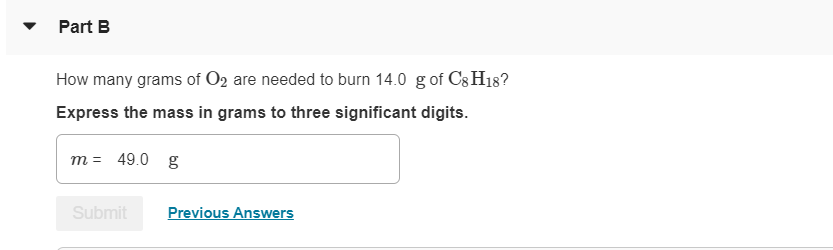 Solved Part A How many moles of O2 are needed to burn 1.35 | Chegg.com