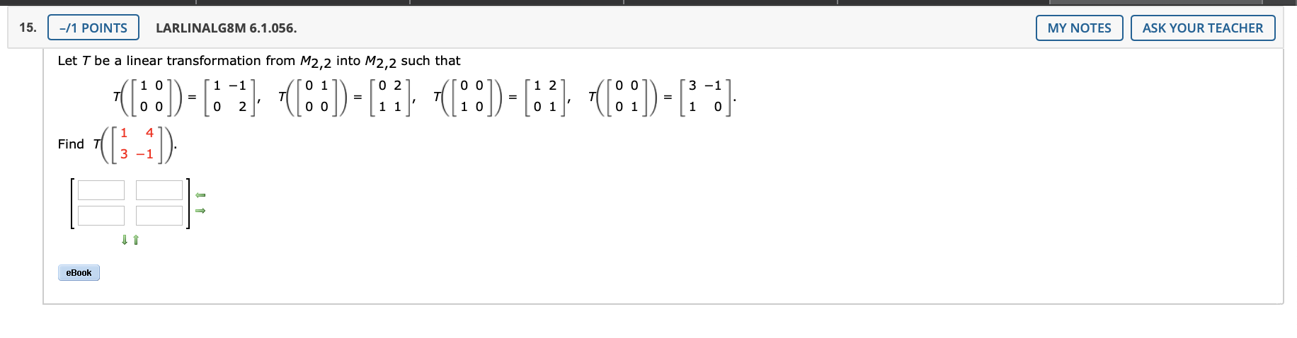 Solved 34. -/1 POINTS LARLINALGSM 6.3.034. MY NOTES ASK YOUR | Chegg.com