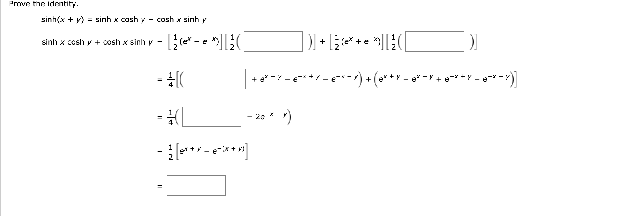 Solved Prove the identity sinh(x y) = sinh x cosh y + cosh x | Chegg.com