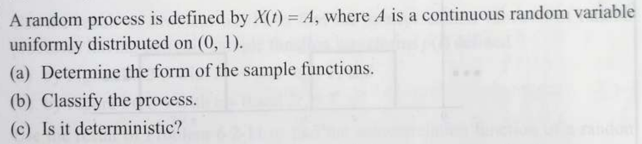Solved A random process is defined by x(t)=A, ﻿where A ﻿is a | Chegg.com