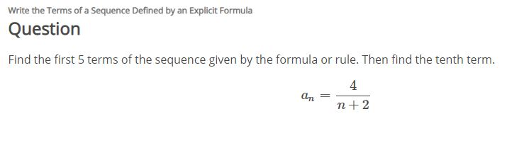 Solved Write the Terms of a Sequence Defined by an Explicit | Chegg.com